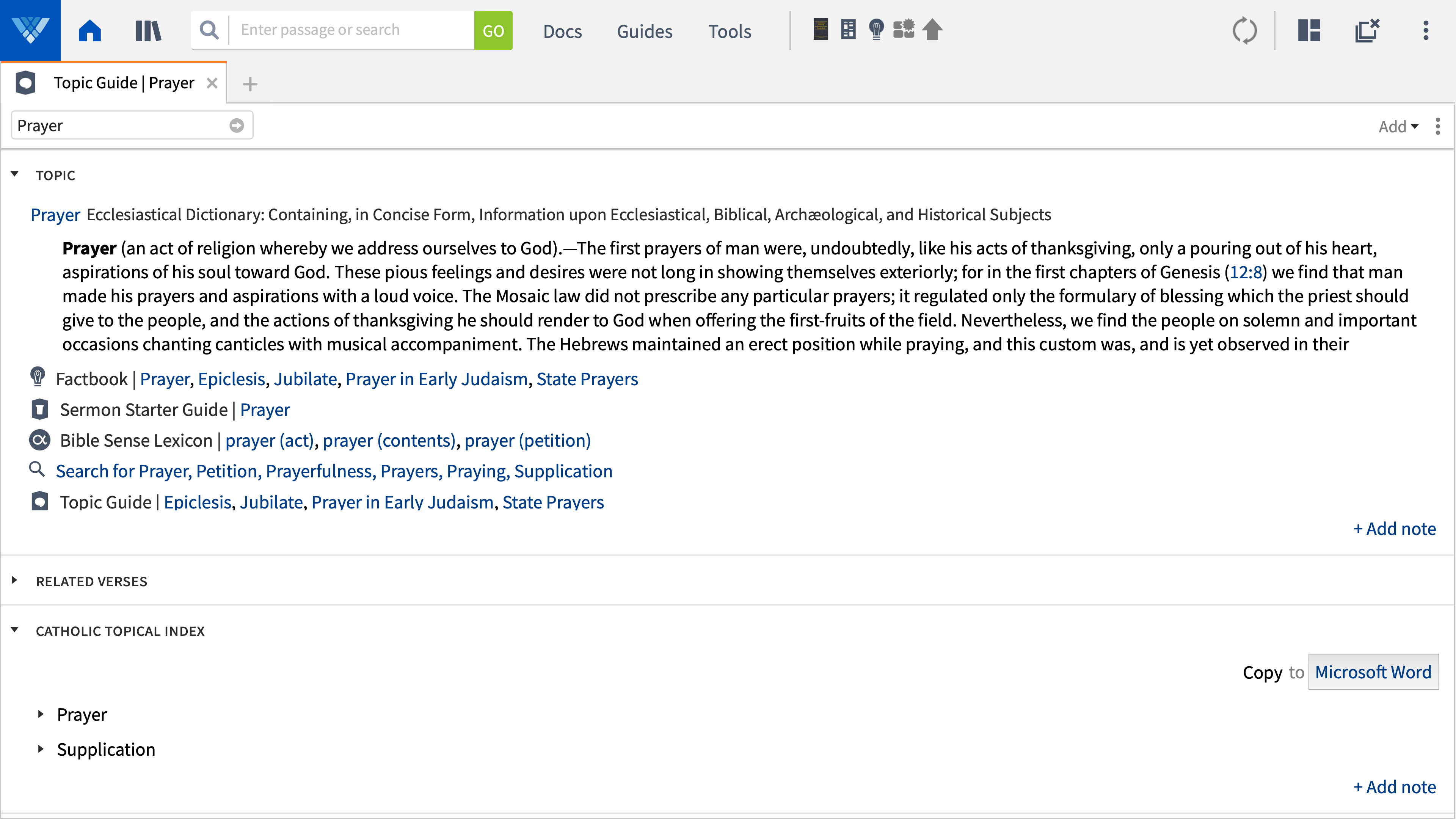 Topic Guide – Verbum Support